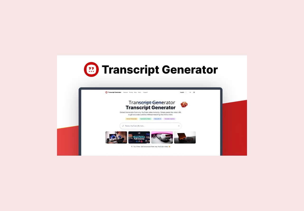 Transcript Generator Lifetime Deal: Youtube Transcript Generator